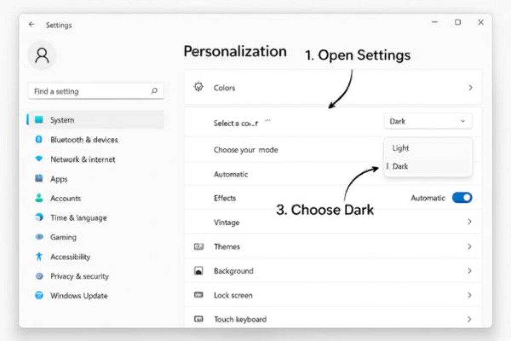 How To Enable Disable Dark Mode In Windows 11 GeeksDigit Com How To Enable Disable Dark Mode In Windows 11 GeeksDigit Com