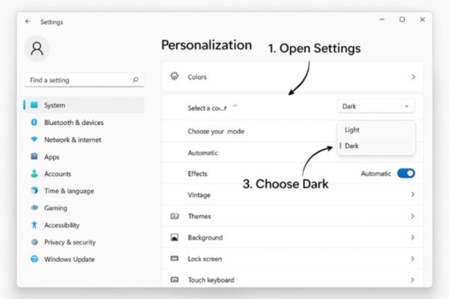 How to Enable/Disable Dark Mode in Windows 11 - GeeksDigit.Com