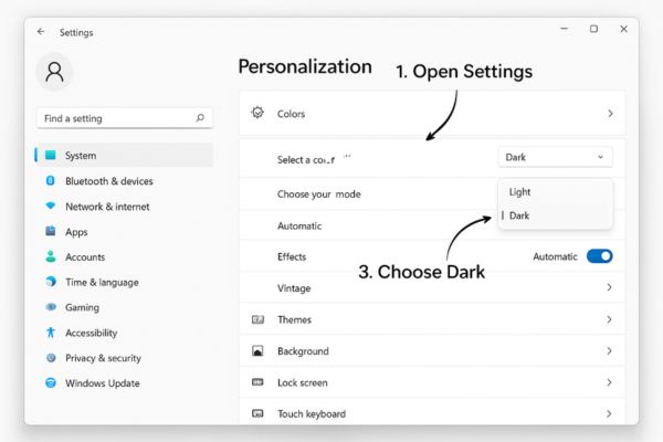 How to Enable/Disable Dark Mode in Windows 11 - GeeksDigit.Com