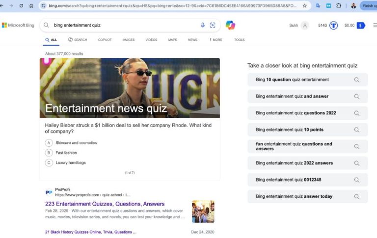 How to Play Bing Entertainment Quiz? (2025 Updated) - GeeksDigit.Com